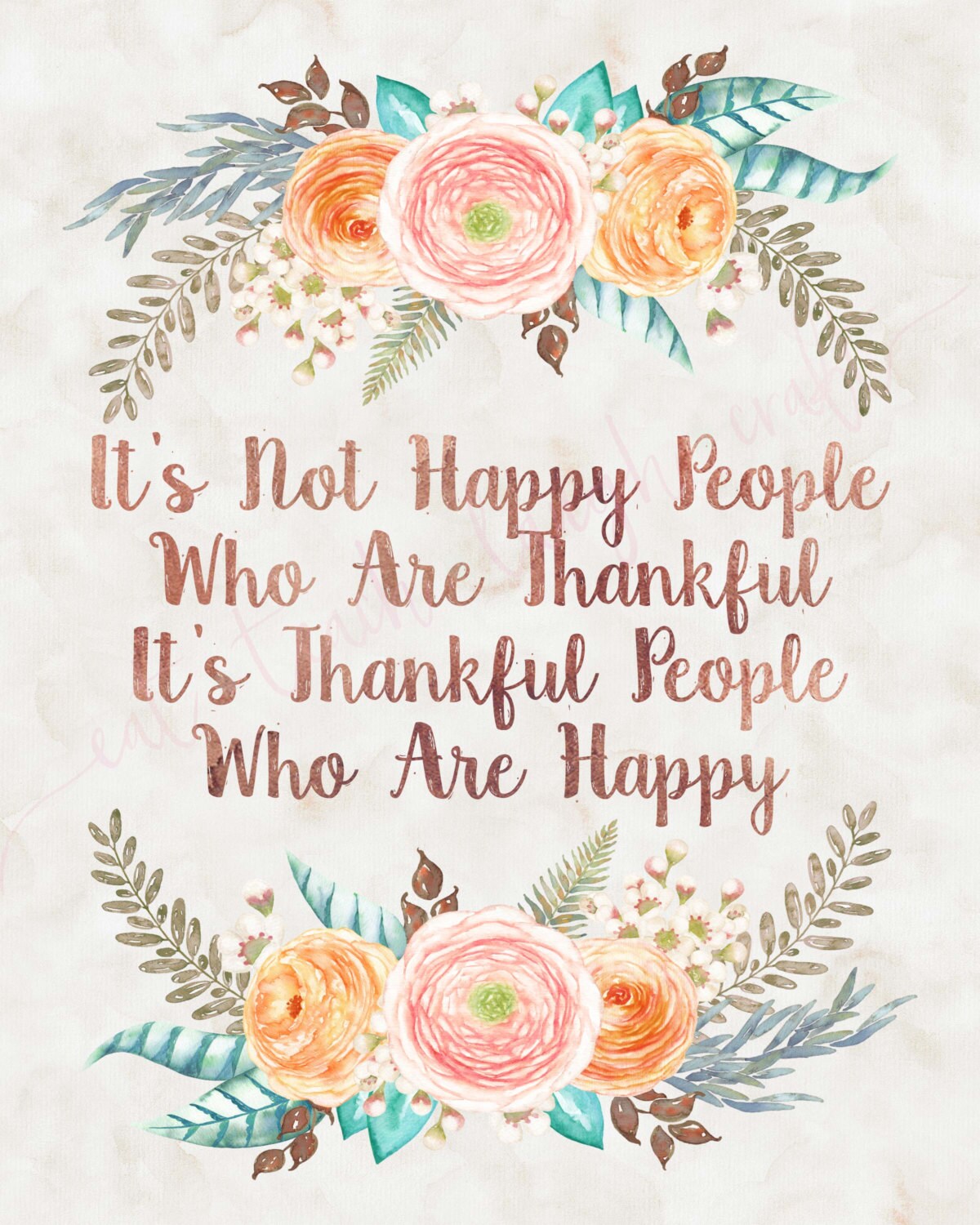It's Not Happy People Who Are Thankful It's Thankful - Etsy