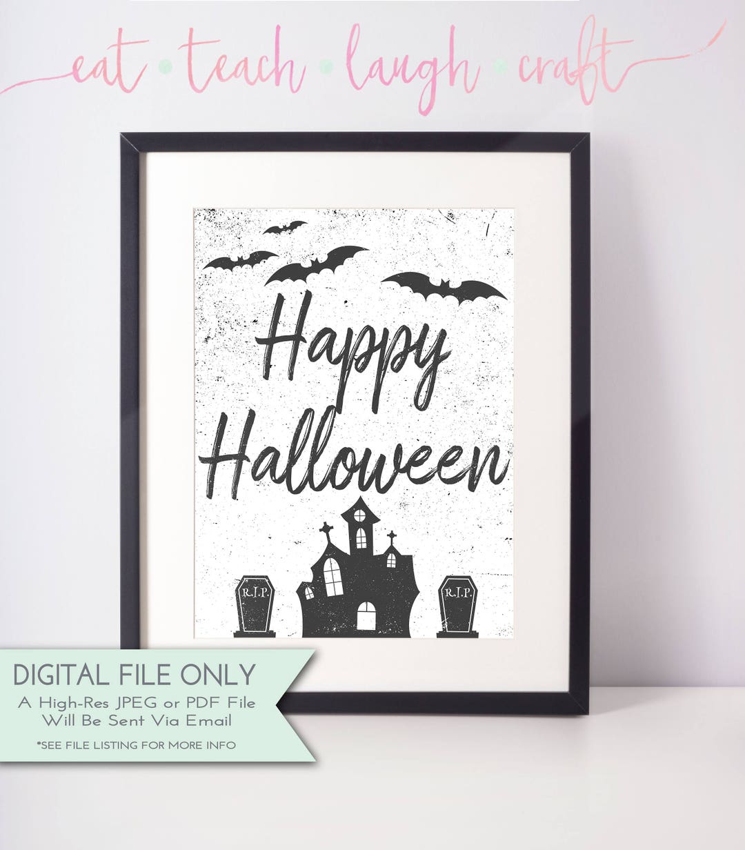 Halloween Printable - Happy Halloween - Halloween Party Decor - Fall ...
