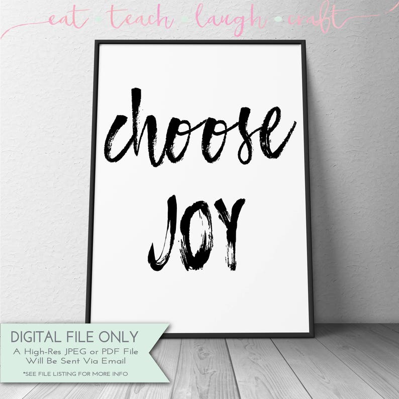 Choose Joy Print Inspirational Printable Motivational | Etsy