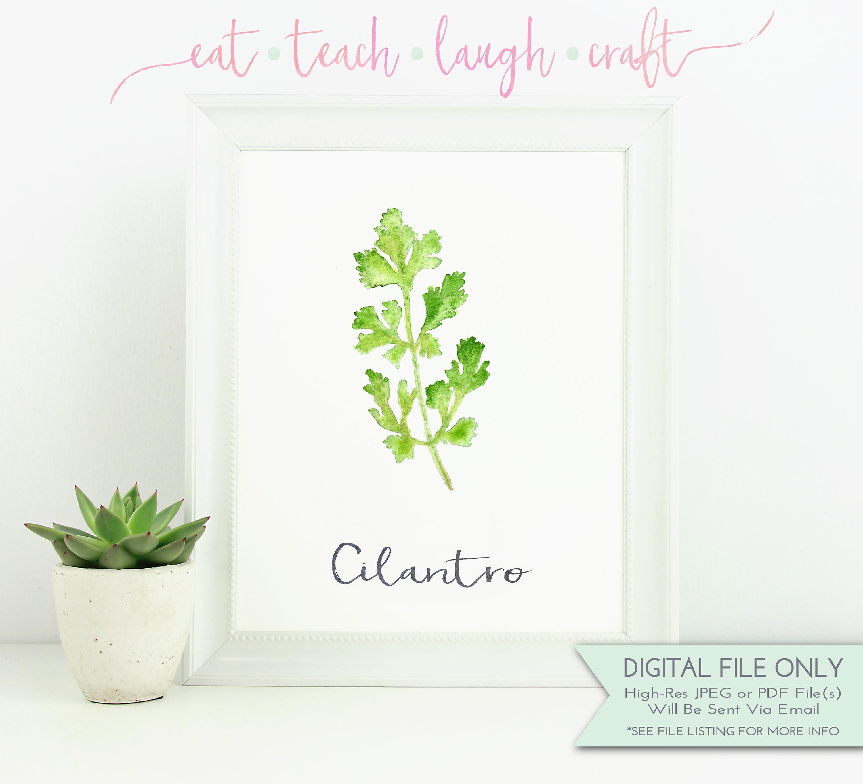 Cilantro Kitchen Herb Print - DIY Printable Sign - Kitchen Decor ...