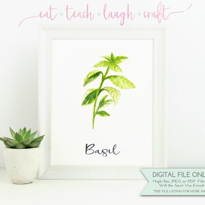 Basil Kitchen Herb Print - DIY Printable Sign - Kitchen Decor ...