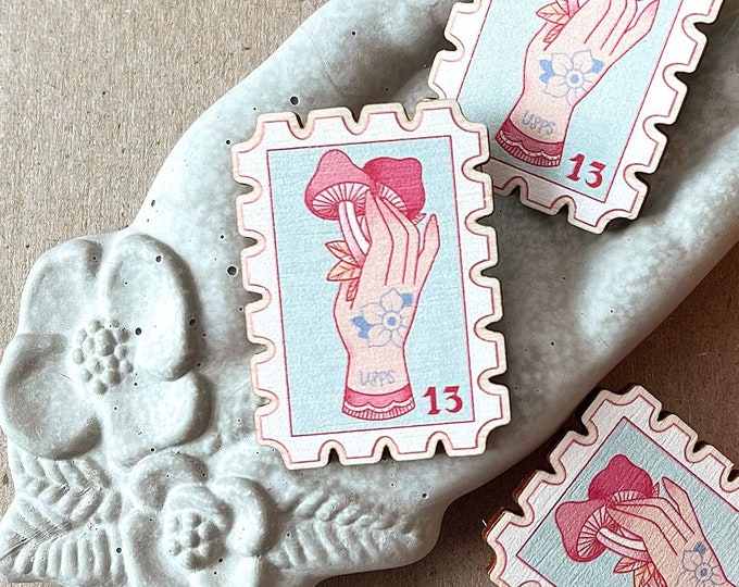 USPS Wood Pin, Cottagecore Wood Pin, Stamp Pin, Wood Accessories ...