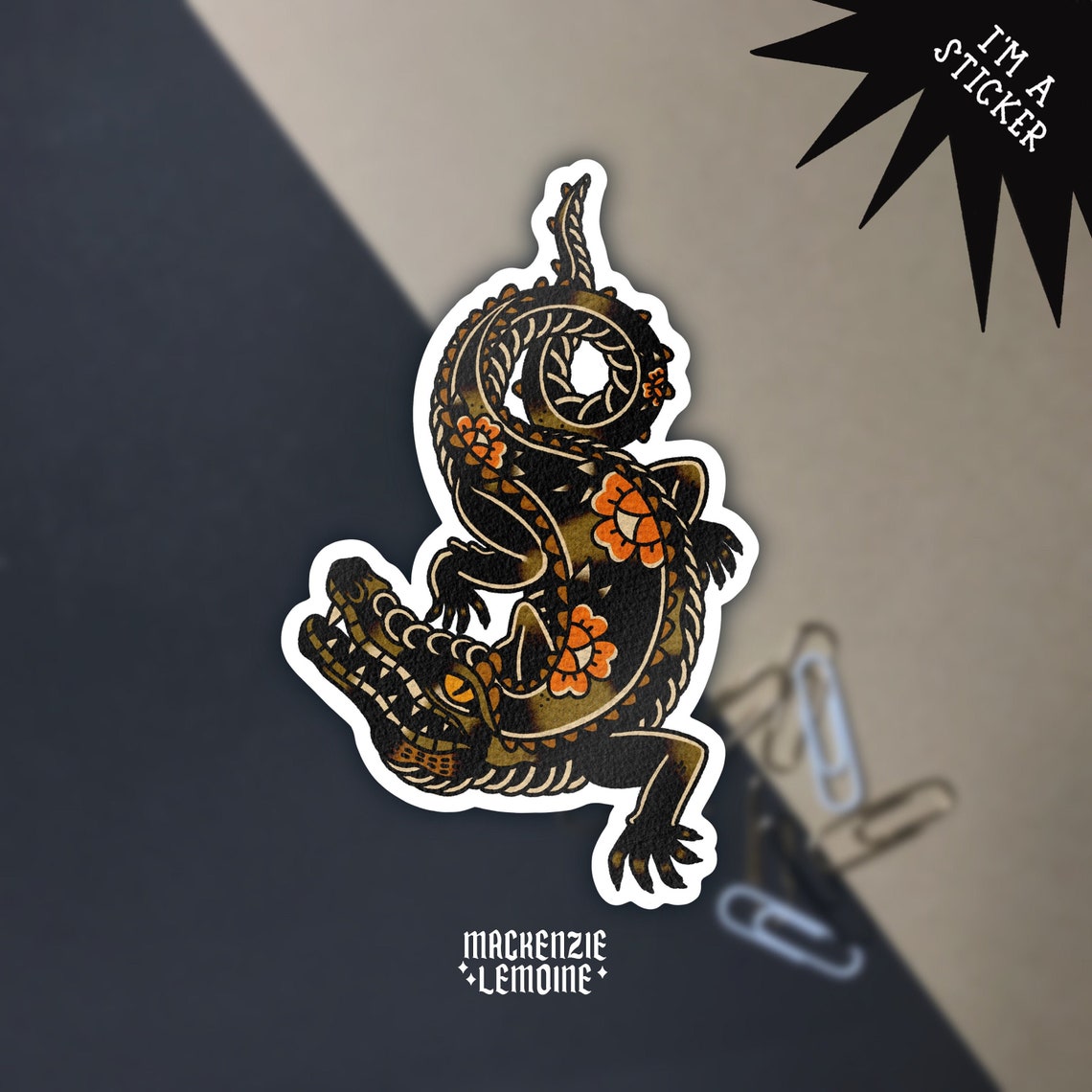 Alligator Sticker Gator Tattoo Sticker Nautical Flash - Etsy