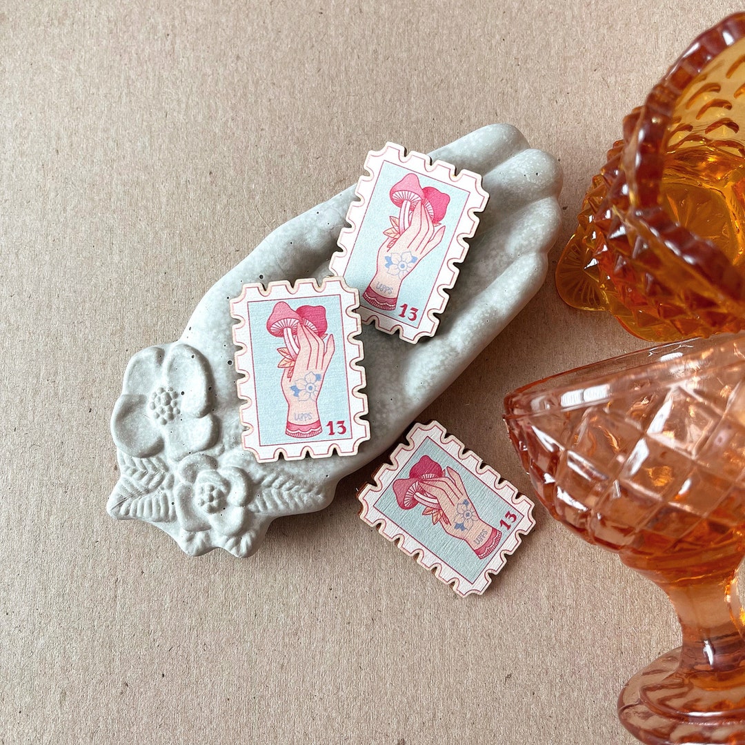 USPS Wood Pin Cottagecore Wood Pin Stamp Pin Wood - Etsy