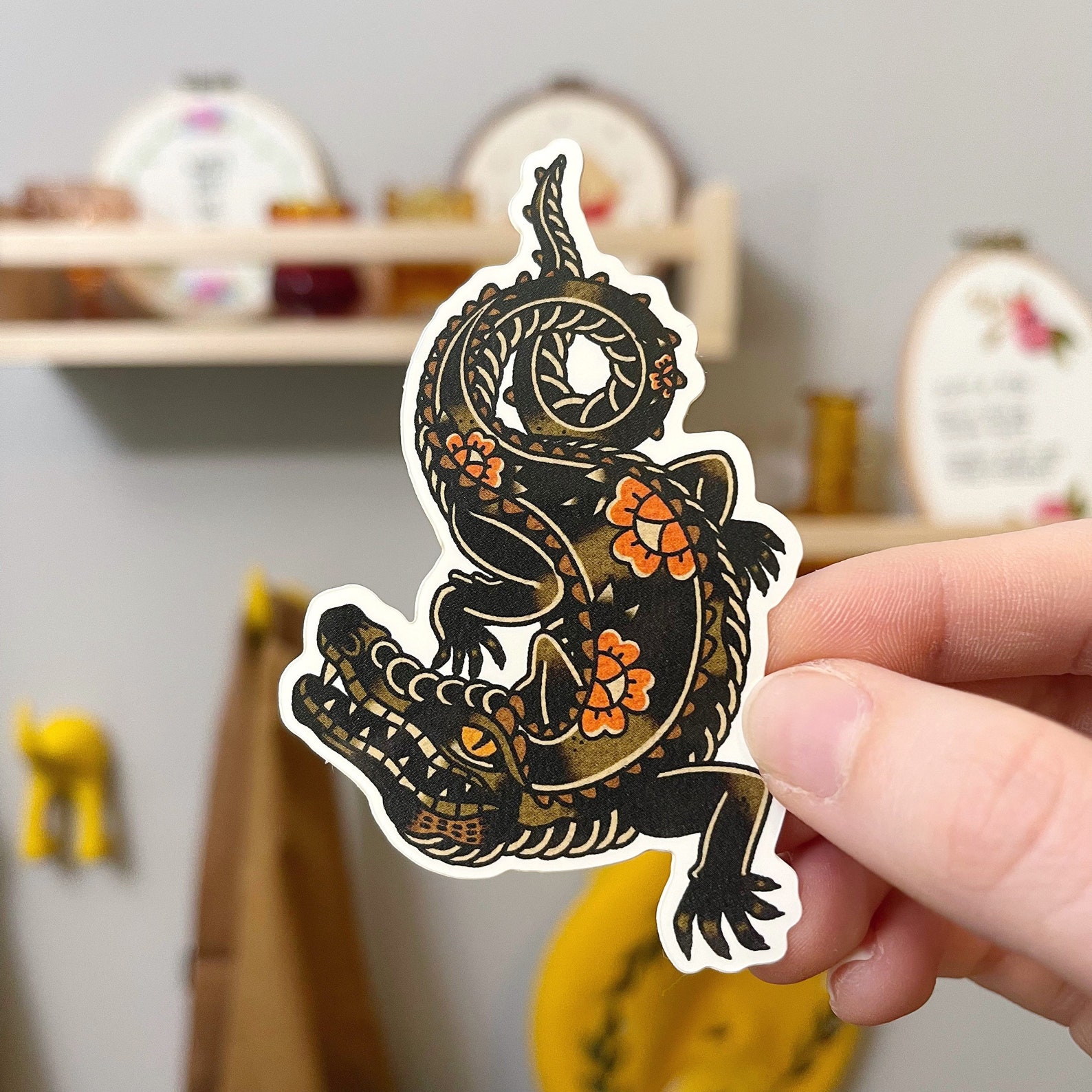 Alligator Sticker Gator Tattoo Sticker Nautical Flash - Etsy