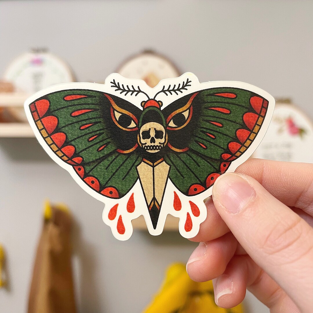 Deathhead Moth Sticker American Traditional Tattoo Sticker - Etsy