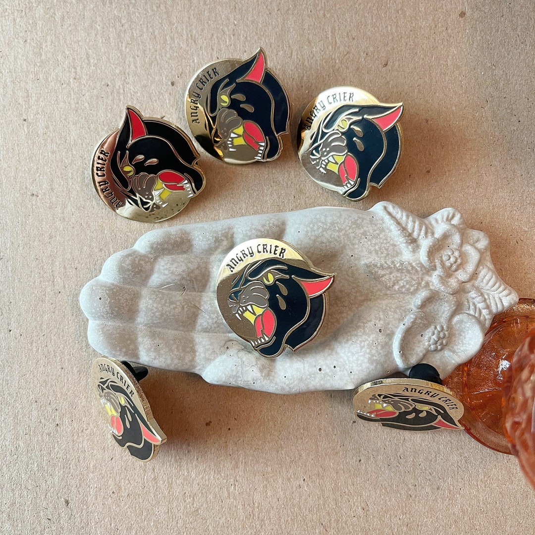 Angry Crier Enamel Pin, Hard Enamel Pin, Panther Pin, Bag Accessories ...