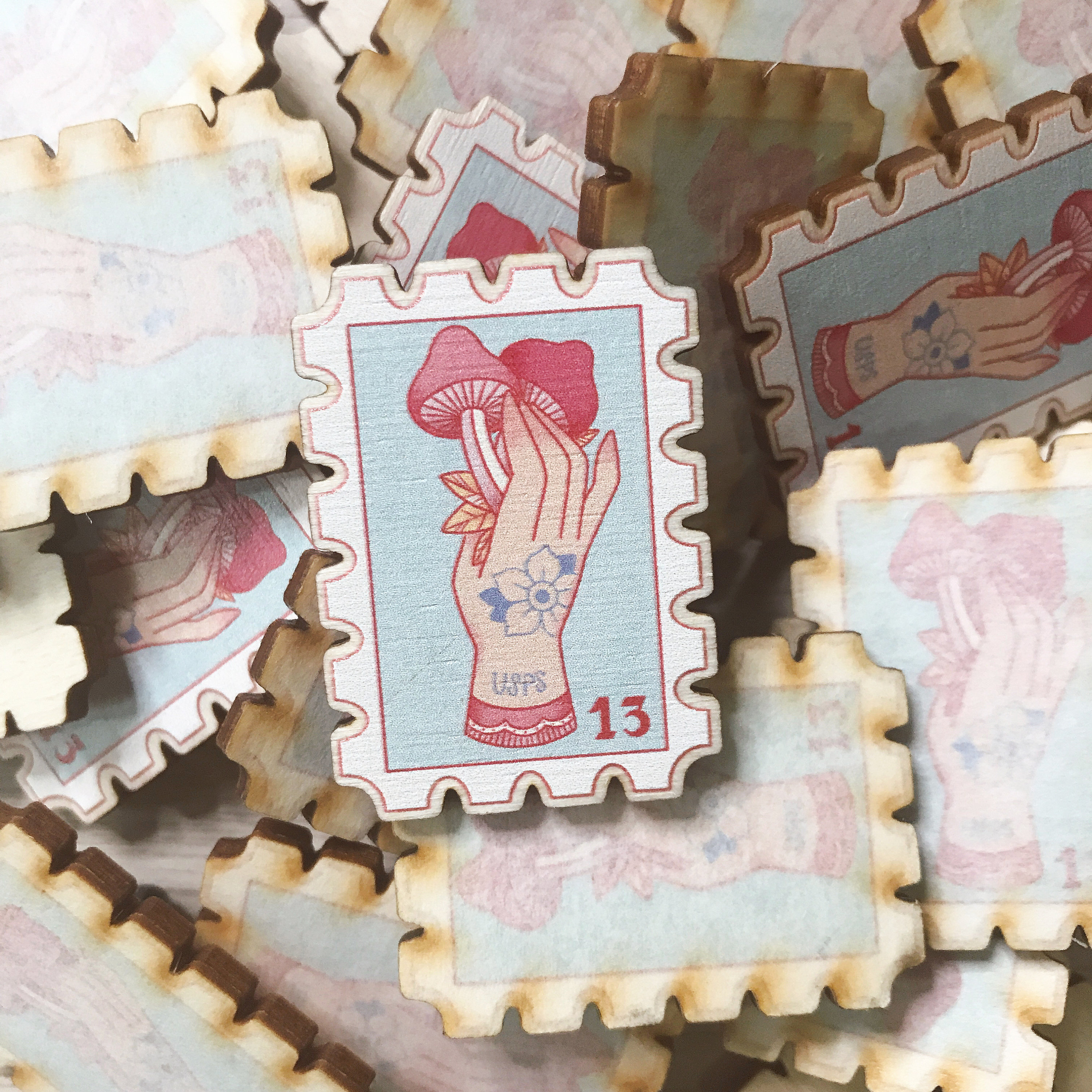 USPS Wood Pin Cottagecore Wood Pin Stamp Pin Wood | Etsy