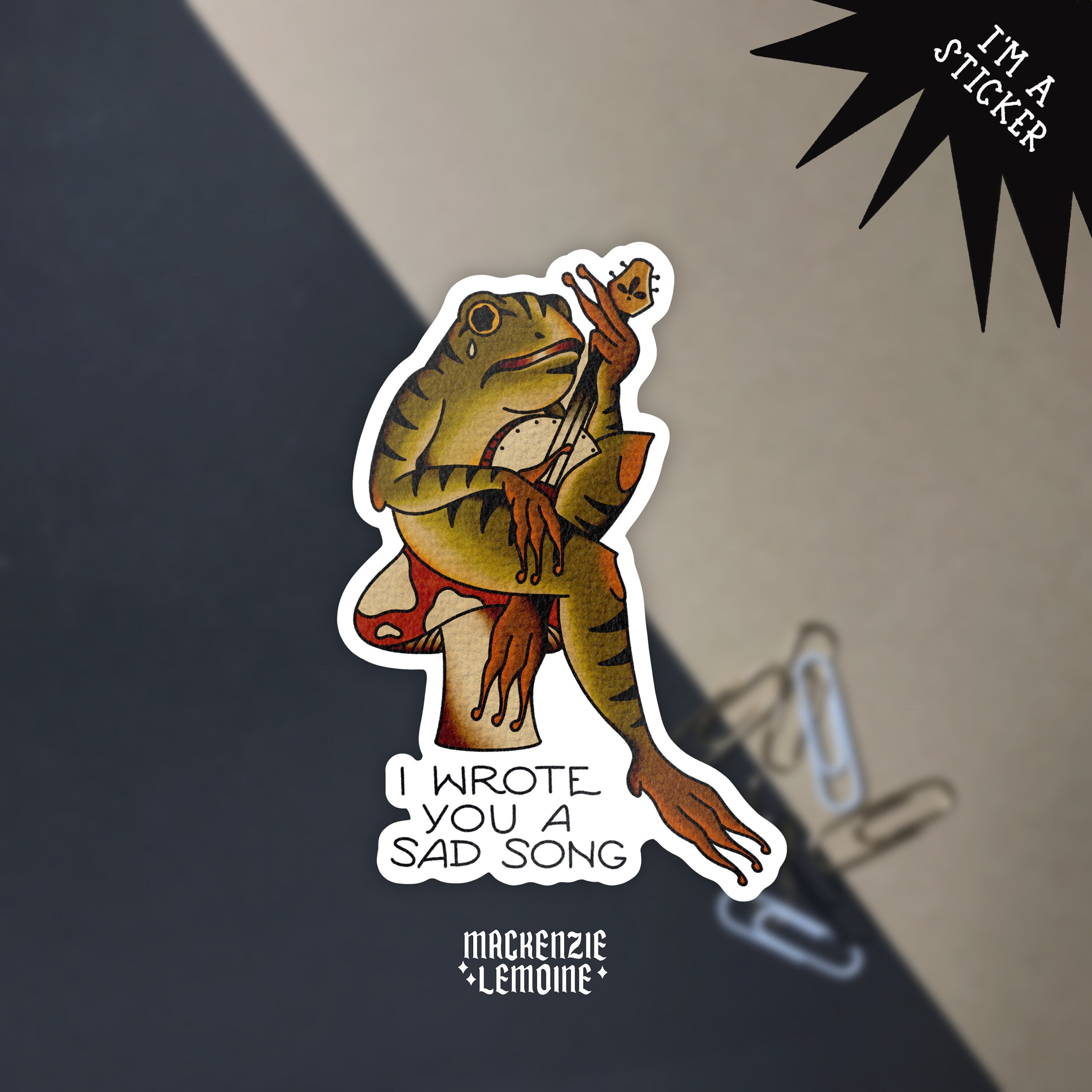 Frog Sticker Toadstool Tattoo Sticker Sad Song Flash Tattoo - Etsy