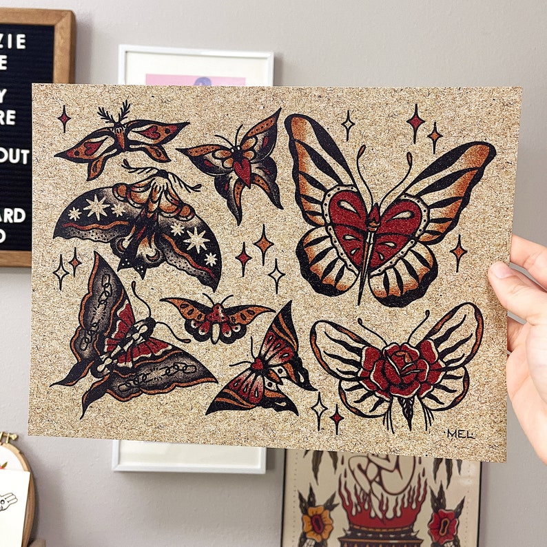 Butterfly Print Bug Tattoo Flash Sheet Insect Flash Tattoo - Etsy