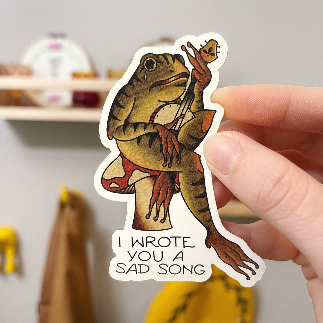 Frog Sticker, Toadstool Tattoo Sticker, Sad Song Flash, Tattoo Flash ...
