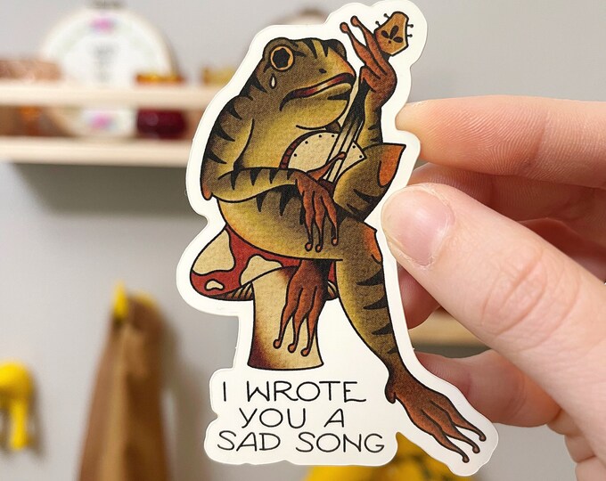 Frog Sticker, Toadstool Tattoo Sticker, Sad Song Flash, Tattoo Flash ...