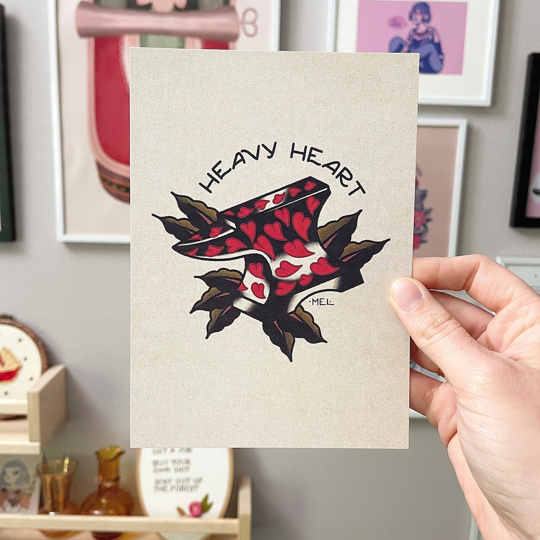 Heavy Heart Flash Sheet, Anvil Tattoo Print, Tattoo Flash Art, American ...
