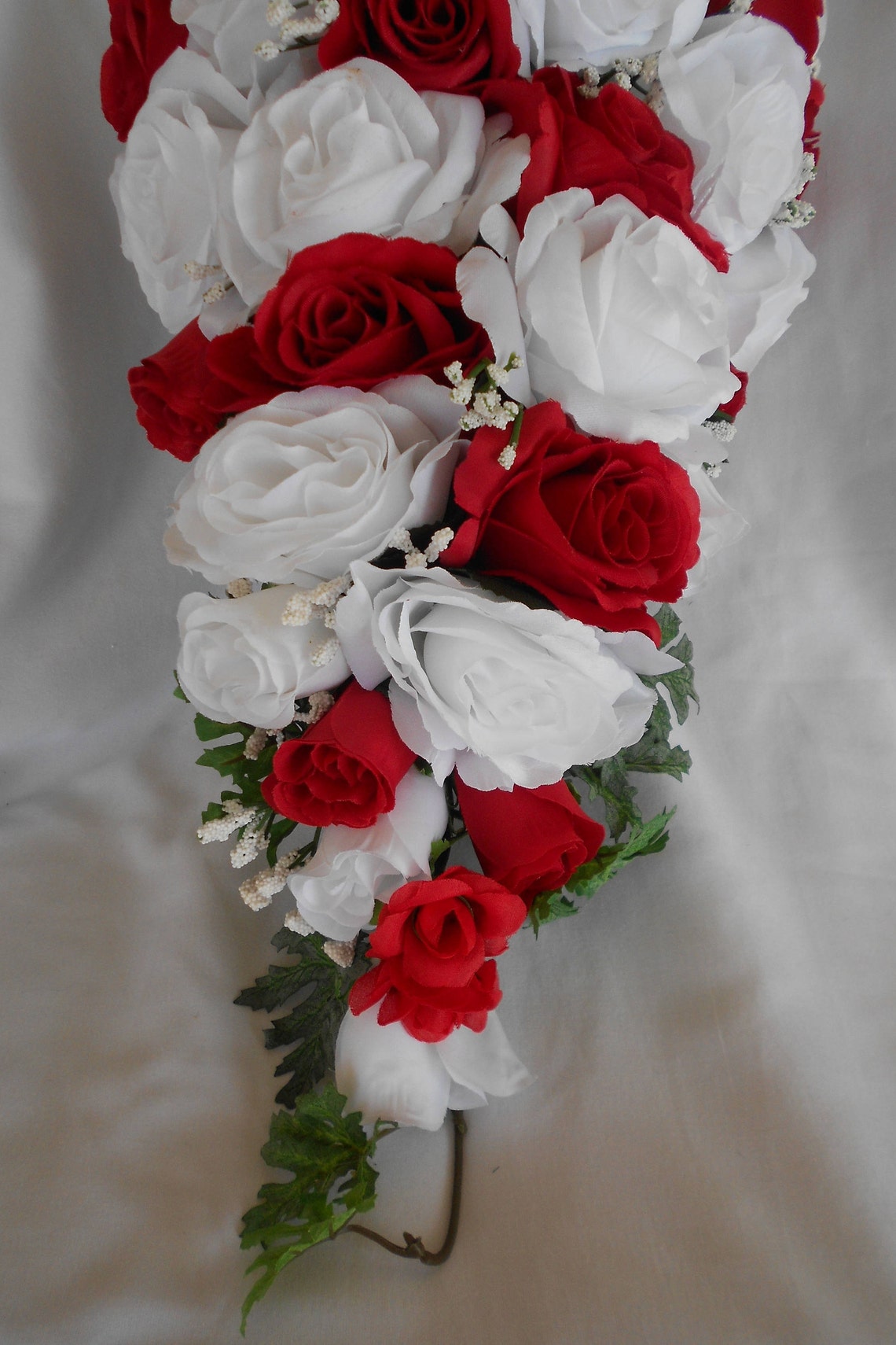 Bride Wedding Cascade Bouquet Red and White - Etsy Canada