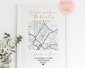 New Home Map Print - Etsy UK