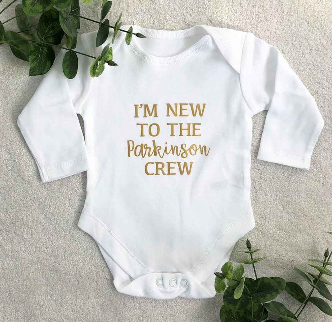 Personalised Baby Vest Gold Writing for New Baby, Gift for Baby Shower ...