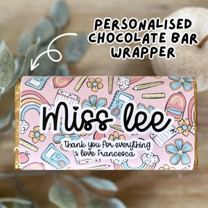 Personalised Teacher Chocolate Bar Wrapper, Personalised Unqiue Teacher ...