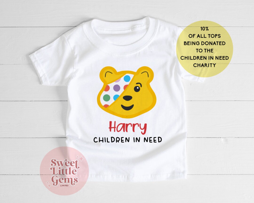 Children in Need Top, Pudsey Children in Need Tshirt, Personalised ...