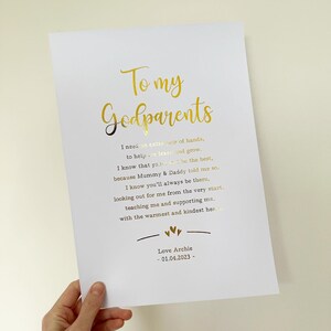 Gift to Godparents, Godparent Print From Child, Special Christening ...