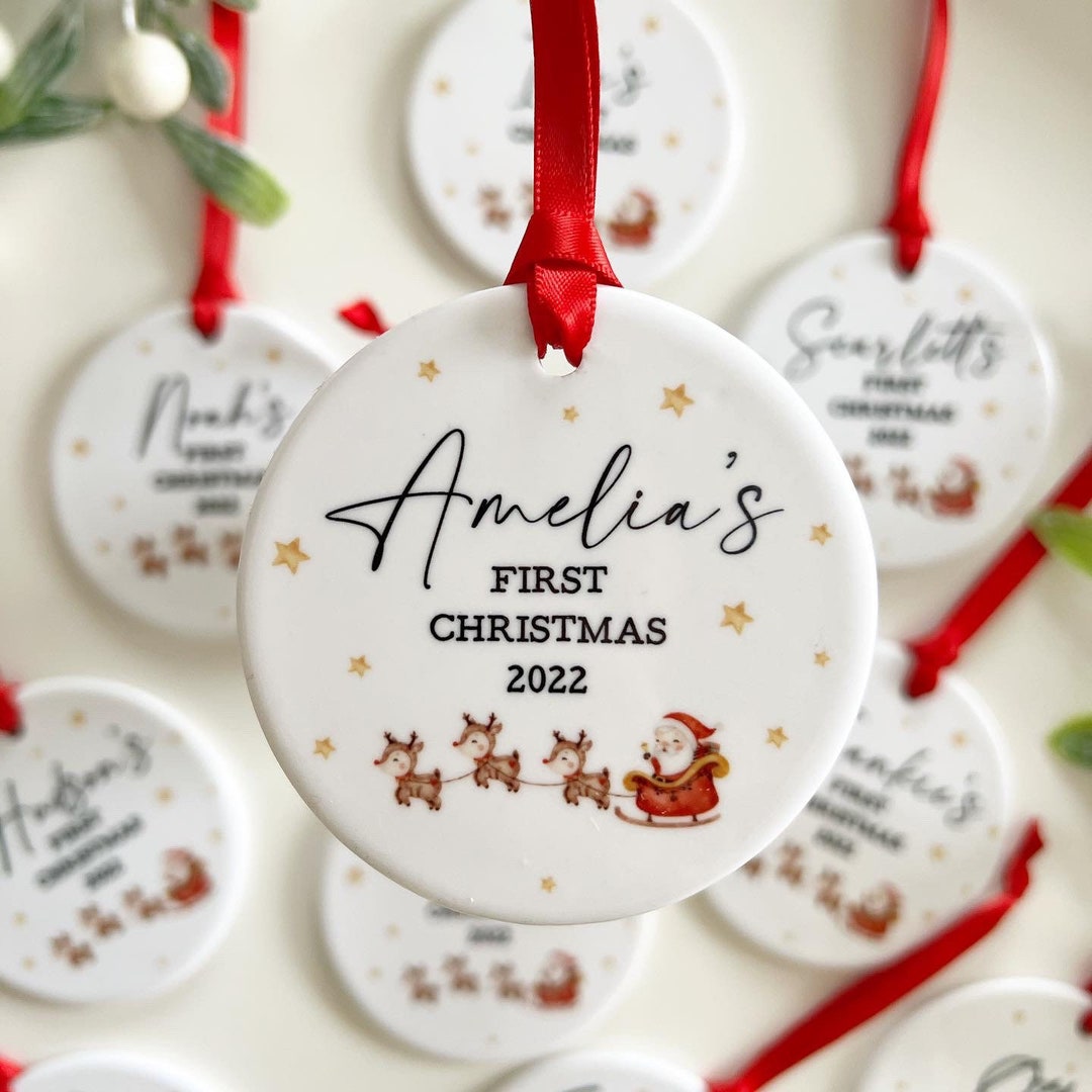 Babies First Christmas Bauble, Personalised First Christmas Bauble, New ...