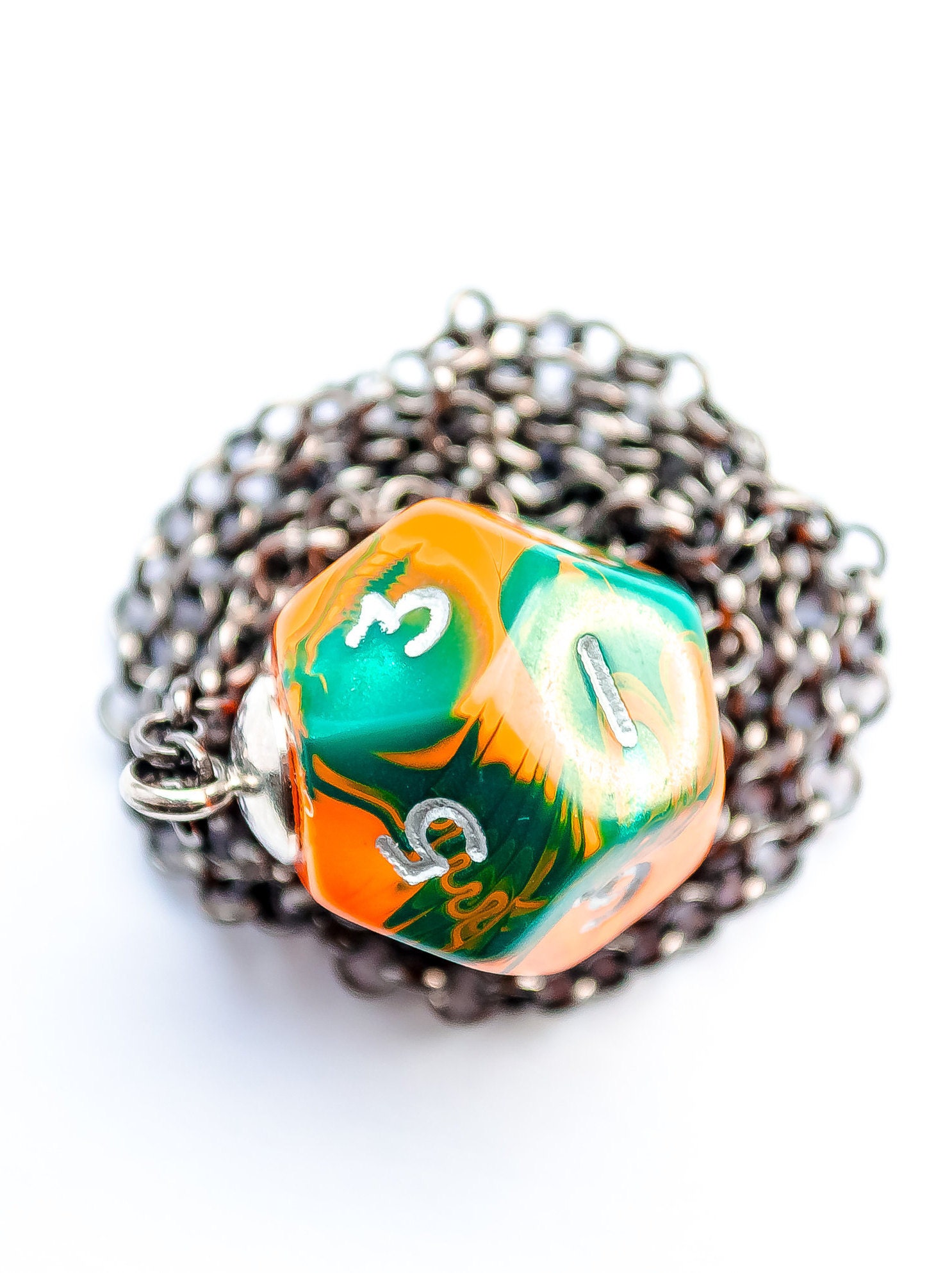 D&D D12 Necklace Orange Green Marble Jewelry Dnd Pendant | Etsy