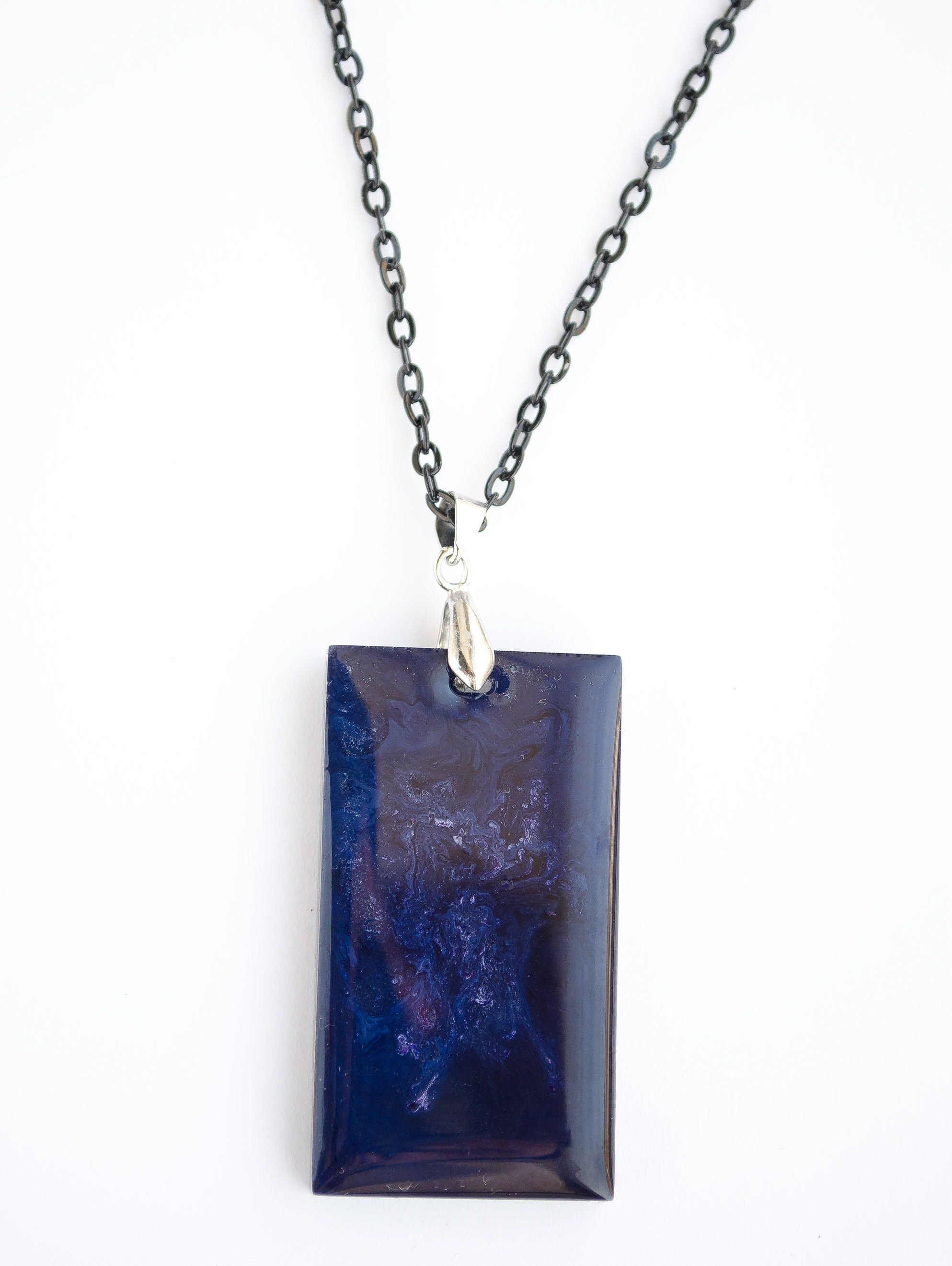 Resin Navy Blue Pendant Petri Dish Necklace Alcohol Ink - Etsy