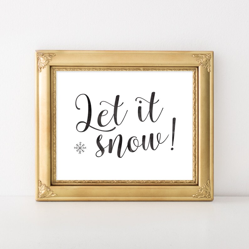 Let it snow sign printable Christmas decor winter wall art | Etsy