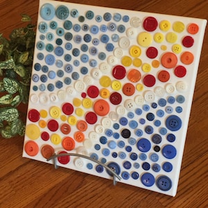 Button Art - Canvas Button Art - Buttons on Canvas - Button Wall Art ...