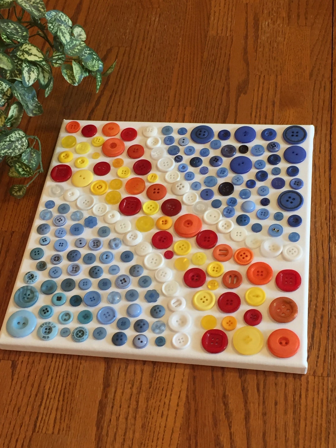 Button Art - Canvas Button Art - Buttons on Canvas - Button Wall Art ...