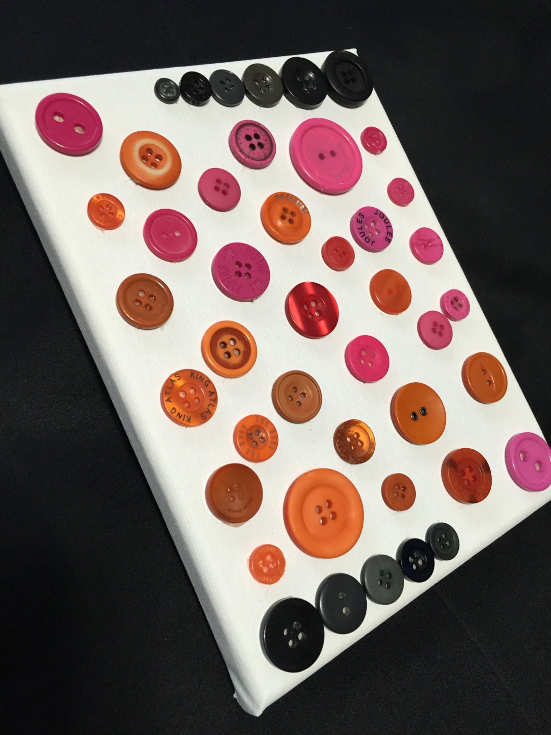 Button Art - Canvas Button Art - Buttons on Canvas - Button Wall Art ...