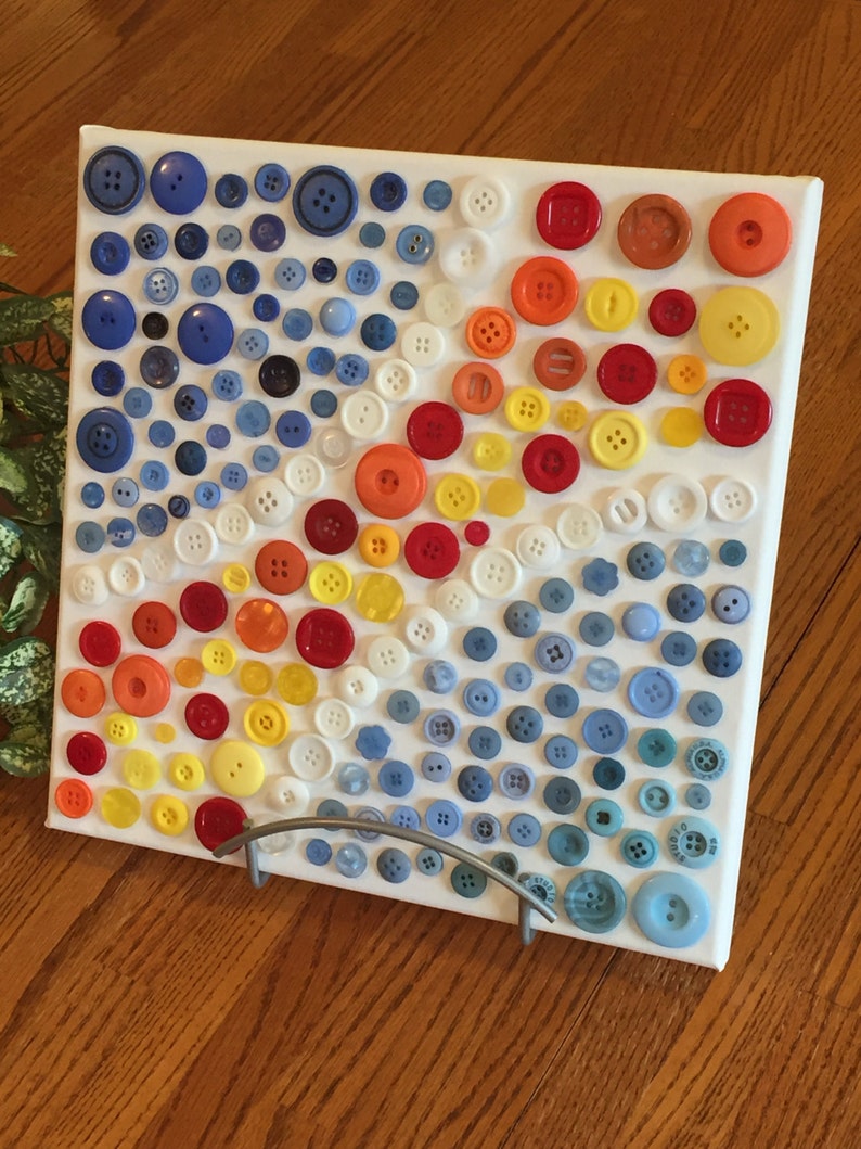 Button Art - Canvas Button Art - Buttons on Canvas - Button Wall Art ...