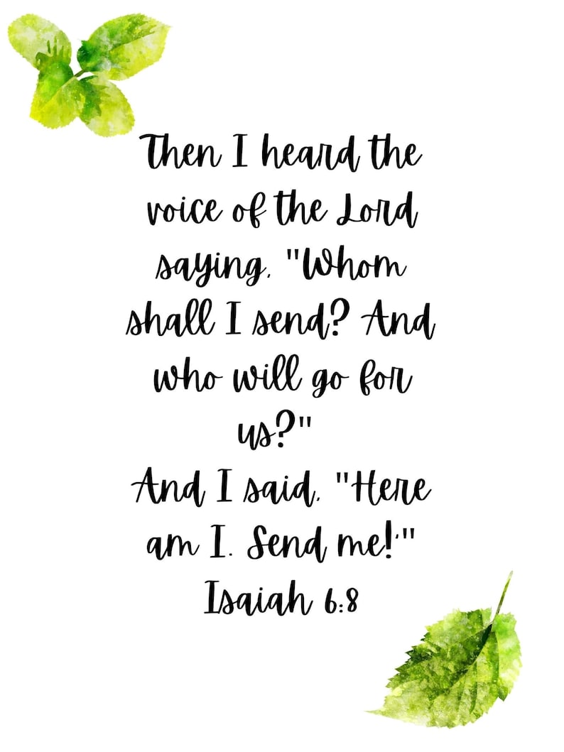Isaiah 6:8 Bible Verse Leaf Design Digital Download - Etsy
