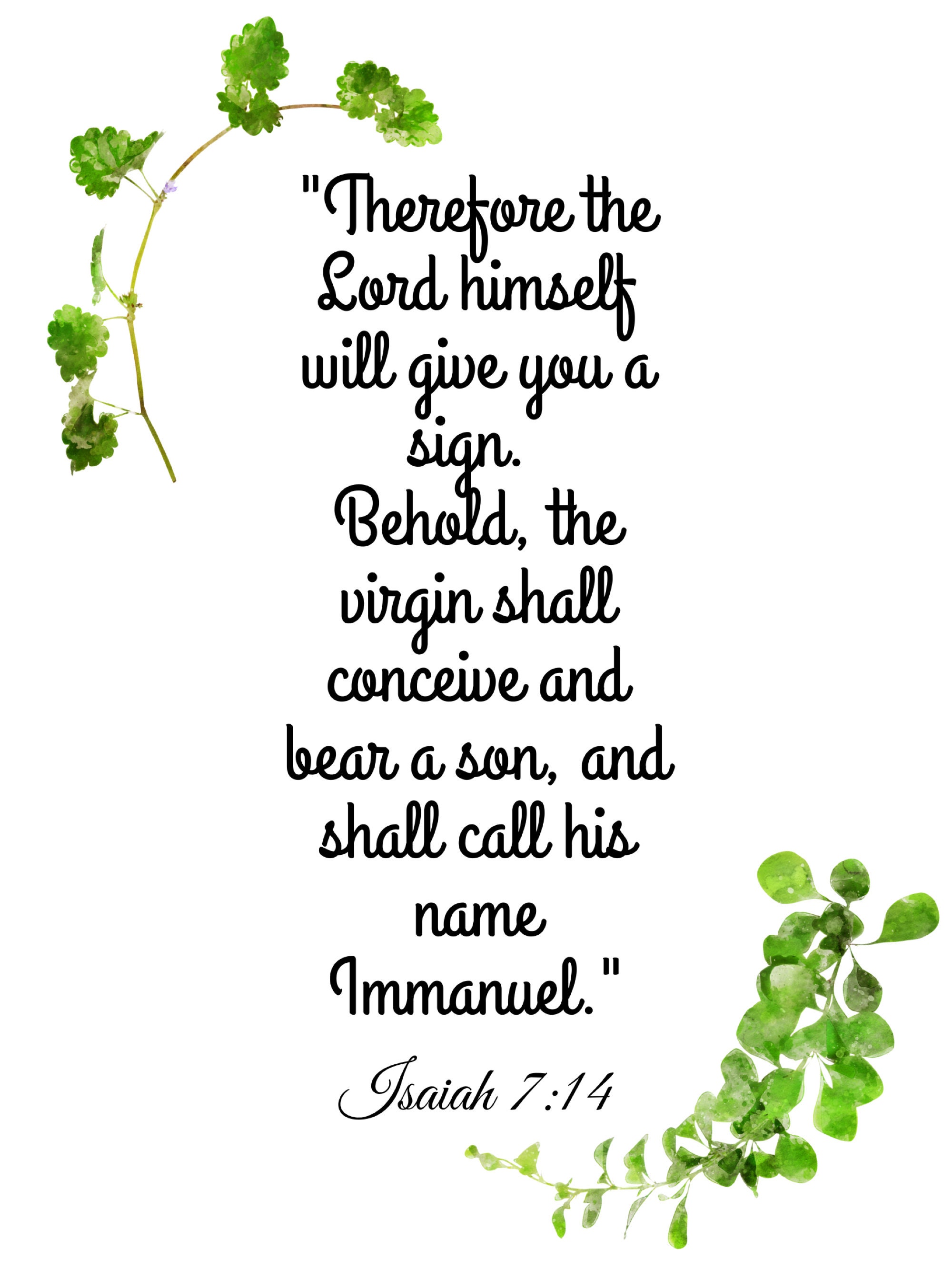 Isaiah 7:14 Bible Verse Ivy Design Digital Download - Etsy