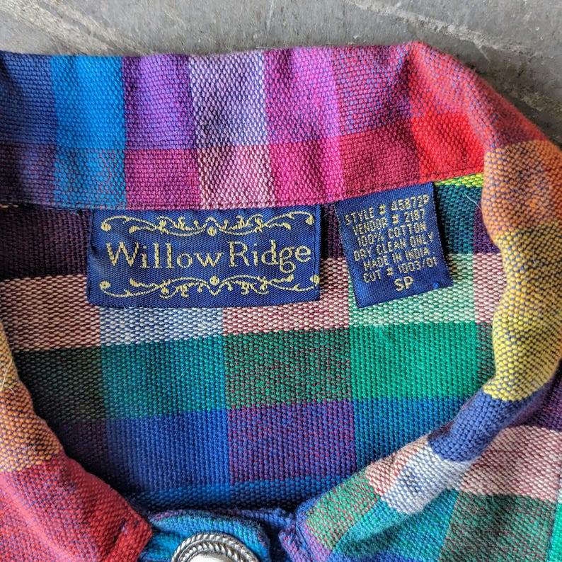 Vintage Willow Ridge Rainbow Colorful Plaid Button Front Shirt Jacket ...