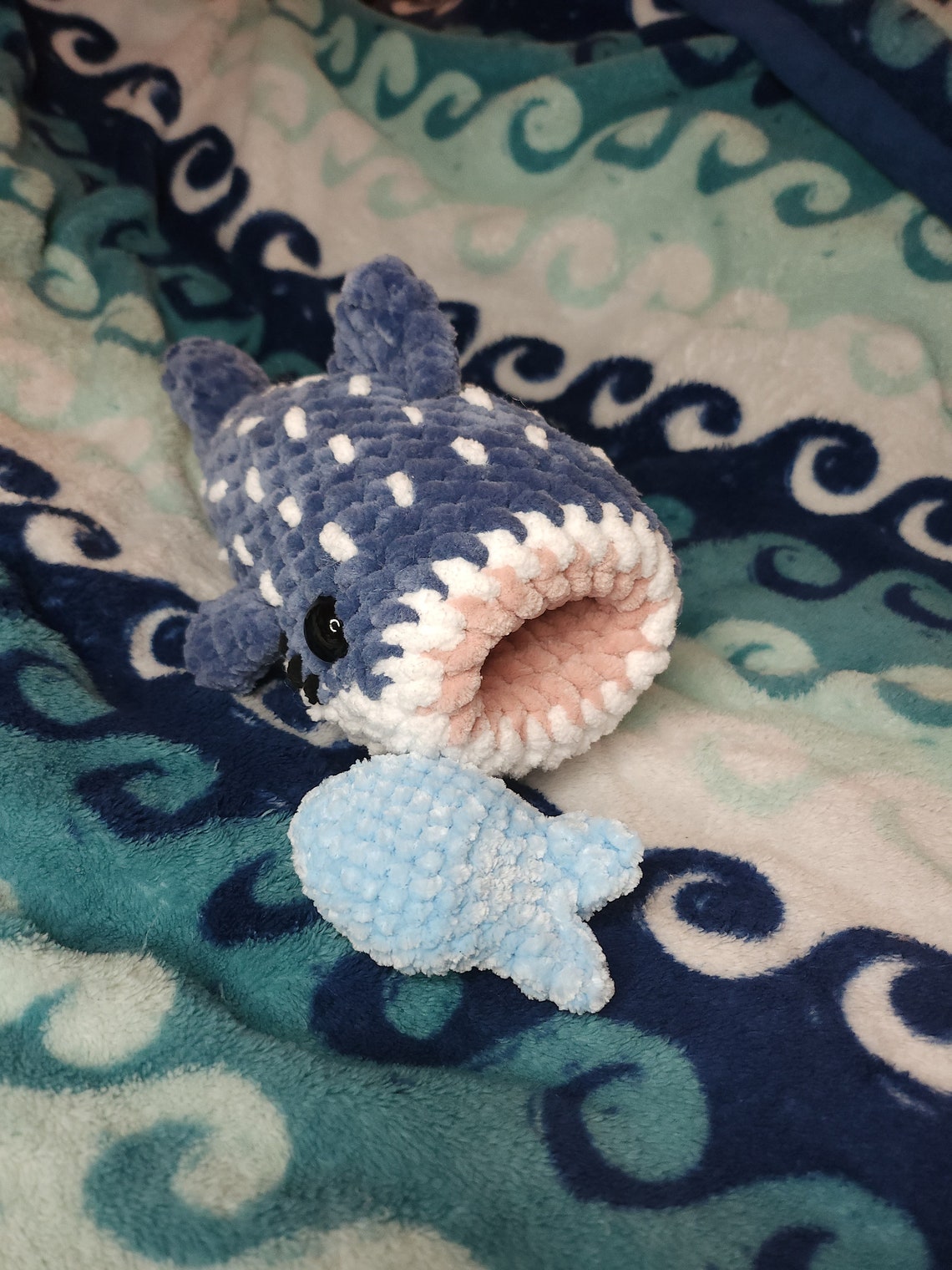 Handmade Crochet Mini Whale Shark Plushie- Cute and Cuddly Marine Life ...