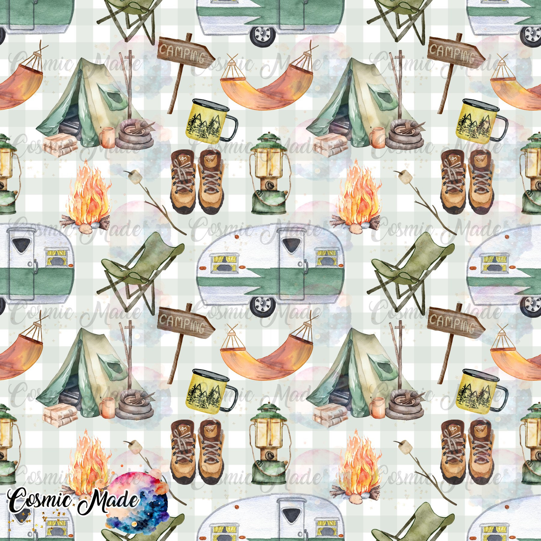 Watercolor Camping SEAMLESS Digital Download - Etsy