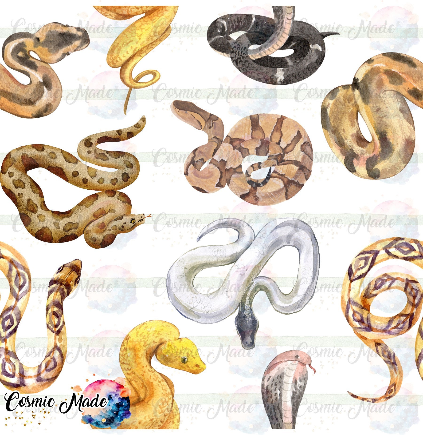 Watercolor Snake SEAMLESS Digital File - Etsy