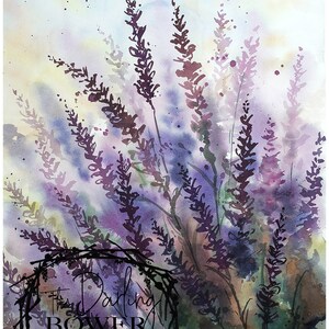Lavender Fields Wall Art - Watercolor Painting, Botanical Artwork ...