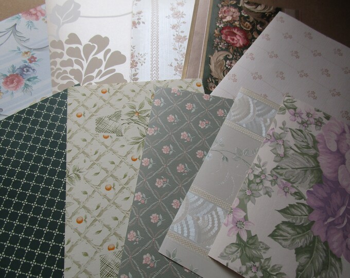 Wallpaper Pieces X 10, Vintage Wallpaper, Collage, Junk Journal Supply ...