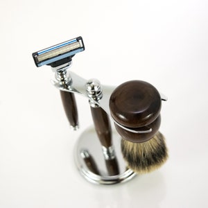 Men's Shaving Set - Wood and Chrome Stand - Handmade - Etsy