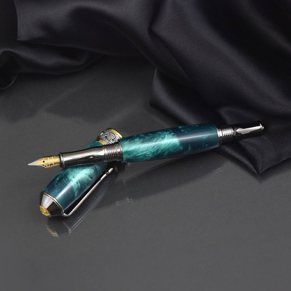 Teal Acrylic Exclusive Handmade Pen Noble Fountain Pen | Etsy