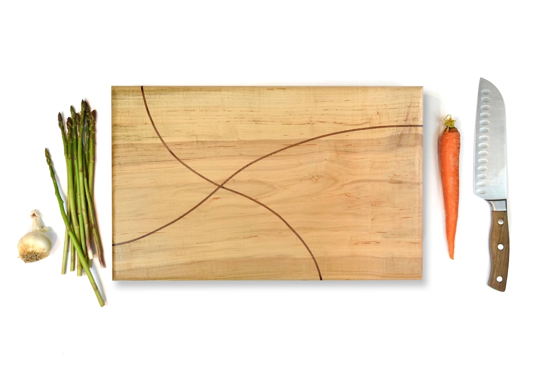 Hard Maple Cutting Board With Walnut Inlay - Handmade - Etsy