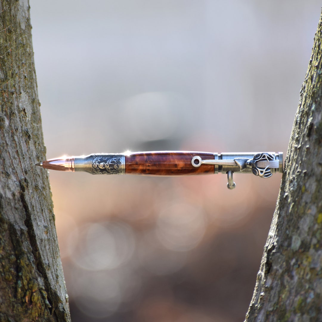 Bullet Pen - Deer Antler Edition - Thuya Burl Wood Handmade - Etsy