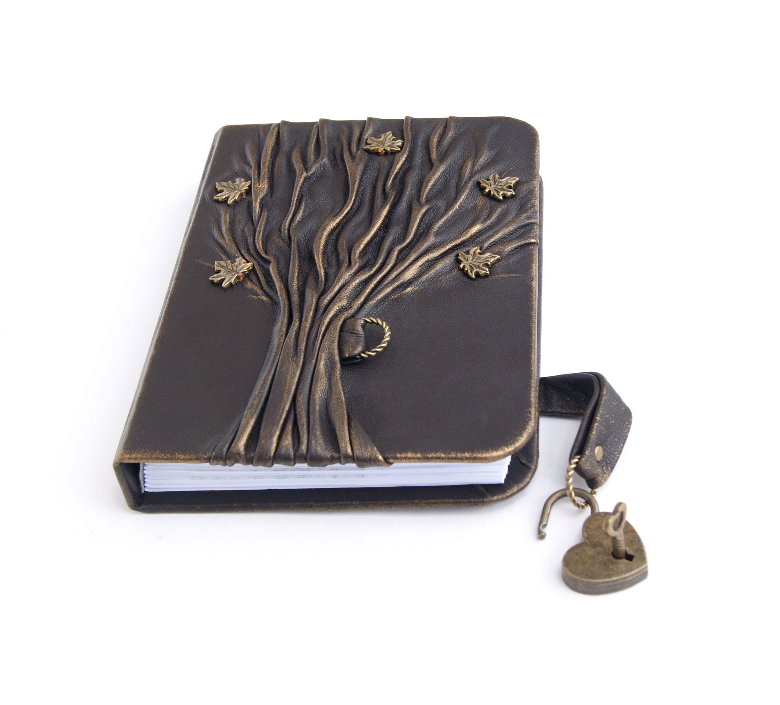 Genuine Leather Journal Tree of Life Lockable Writing - Etsy