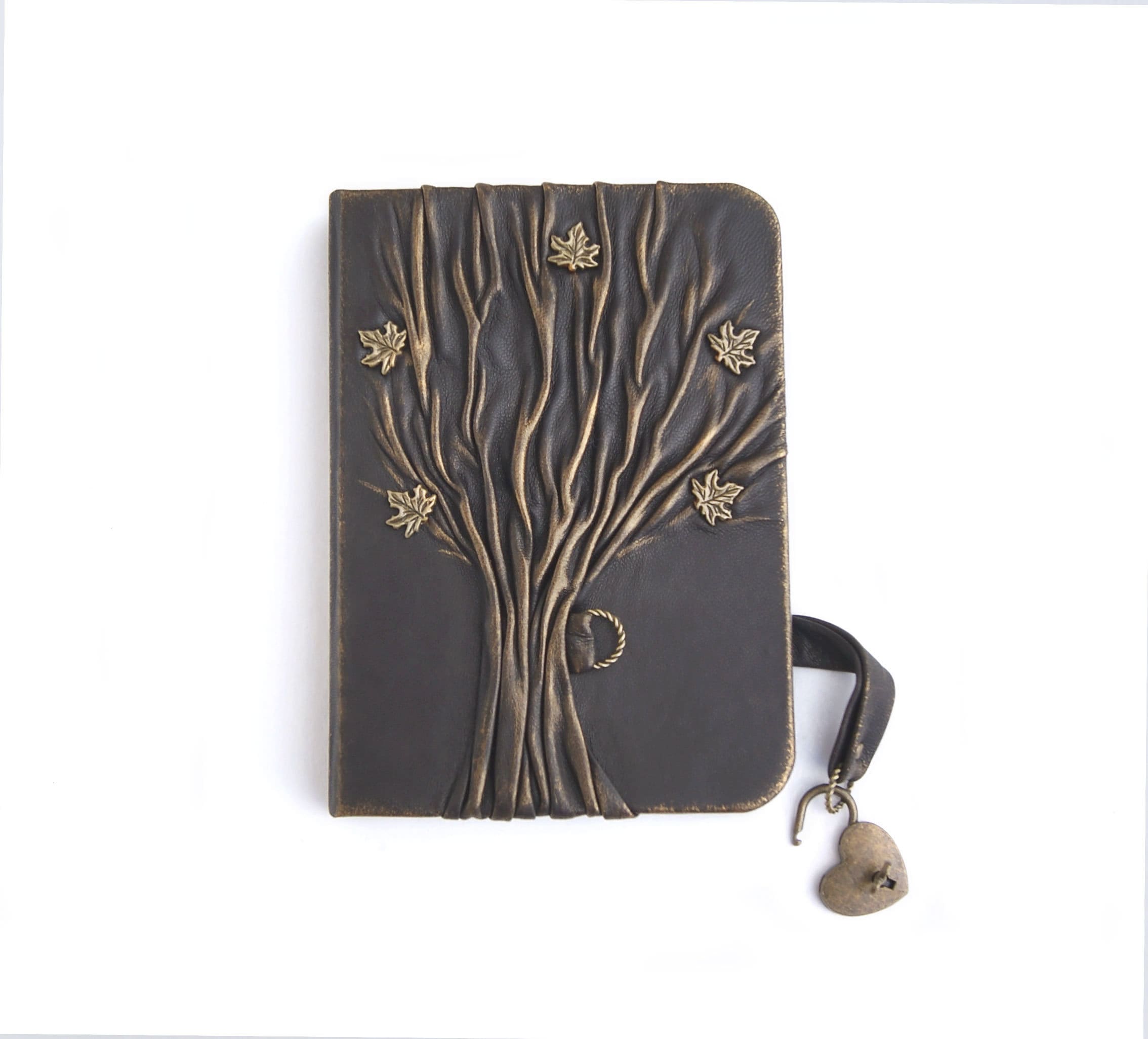 Genuine Leather Journal Tree of Life Lockable Writing - Etsy