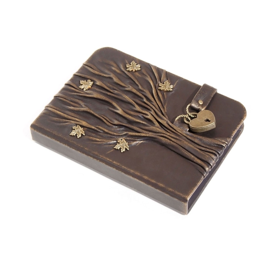 Genuine Leather Journal Tree of Life, Lockable Writing Notebook ...