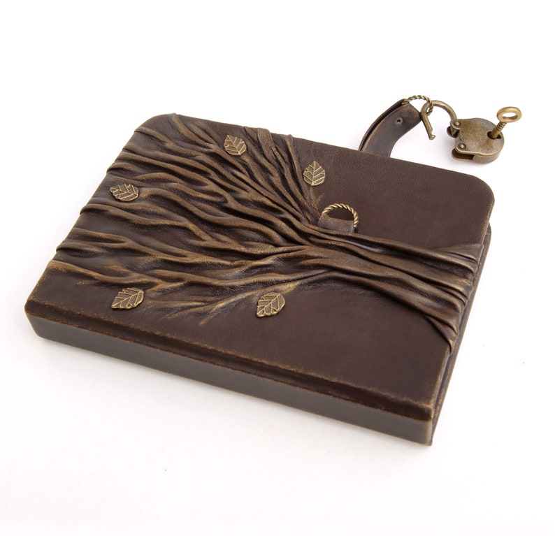 Leather Journal With Lock and Key: Personalized Tree of Life Diary ...