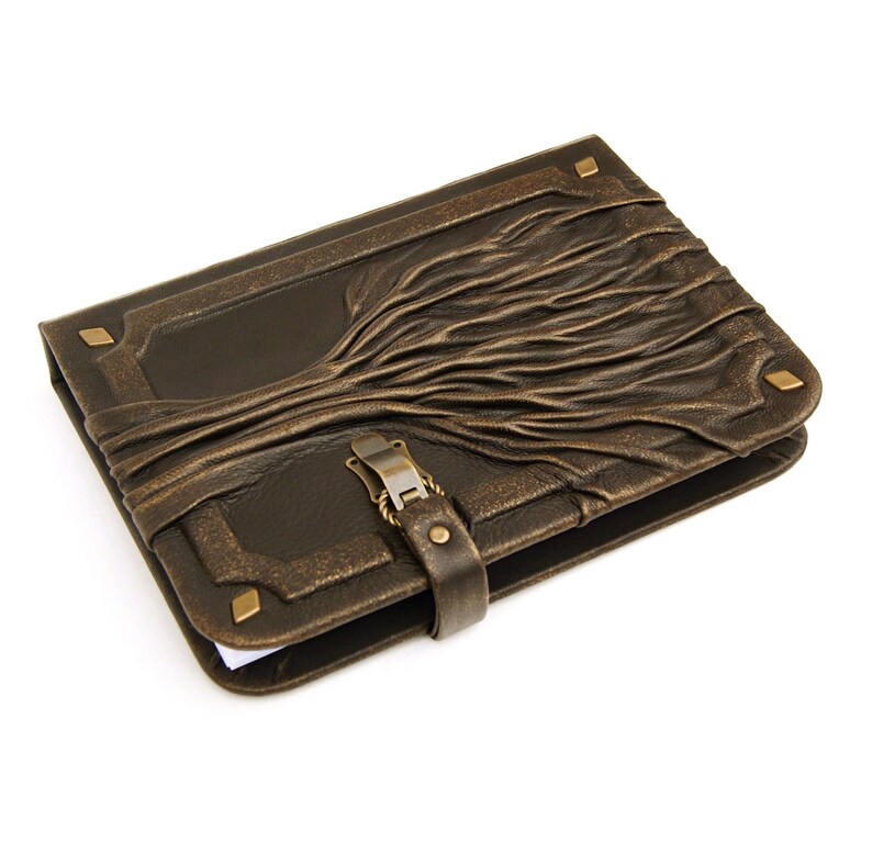 Leather Journal With Tree of Life, Personalized Notebook, Lockable ...