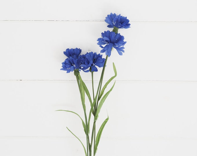 Artificial Blue Cornflower Stem Spray (dark), Blue Cornflower, Faux ...