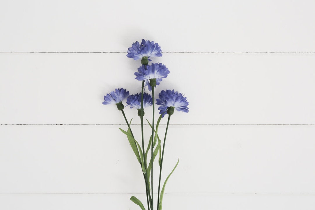 Artificial Blue Cornflower Stem Spray, Realistic Faux Floral - Etsy